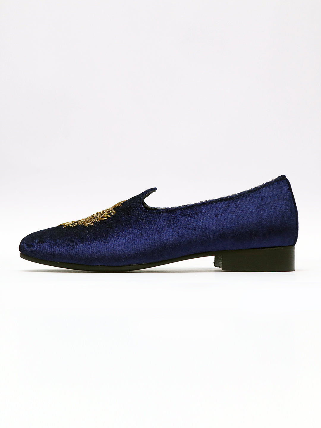 Occasional Royal Blue Block Heel Zardozi for Men with Embroidery ...