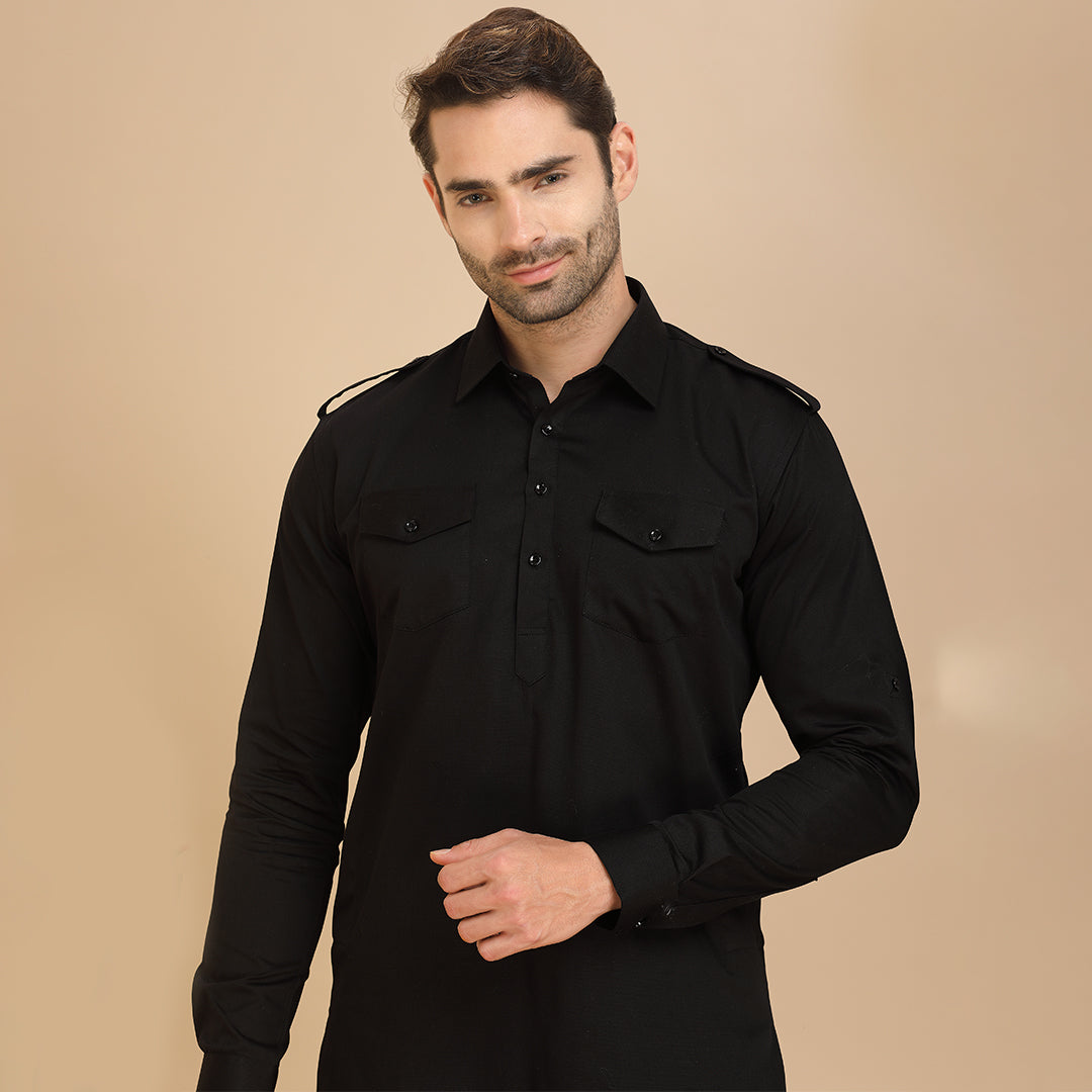 Bold Elegance Black Pathani Set – Suvidha Fashion