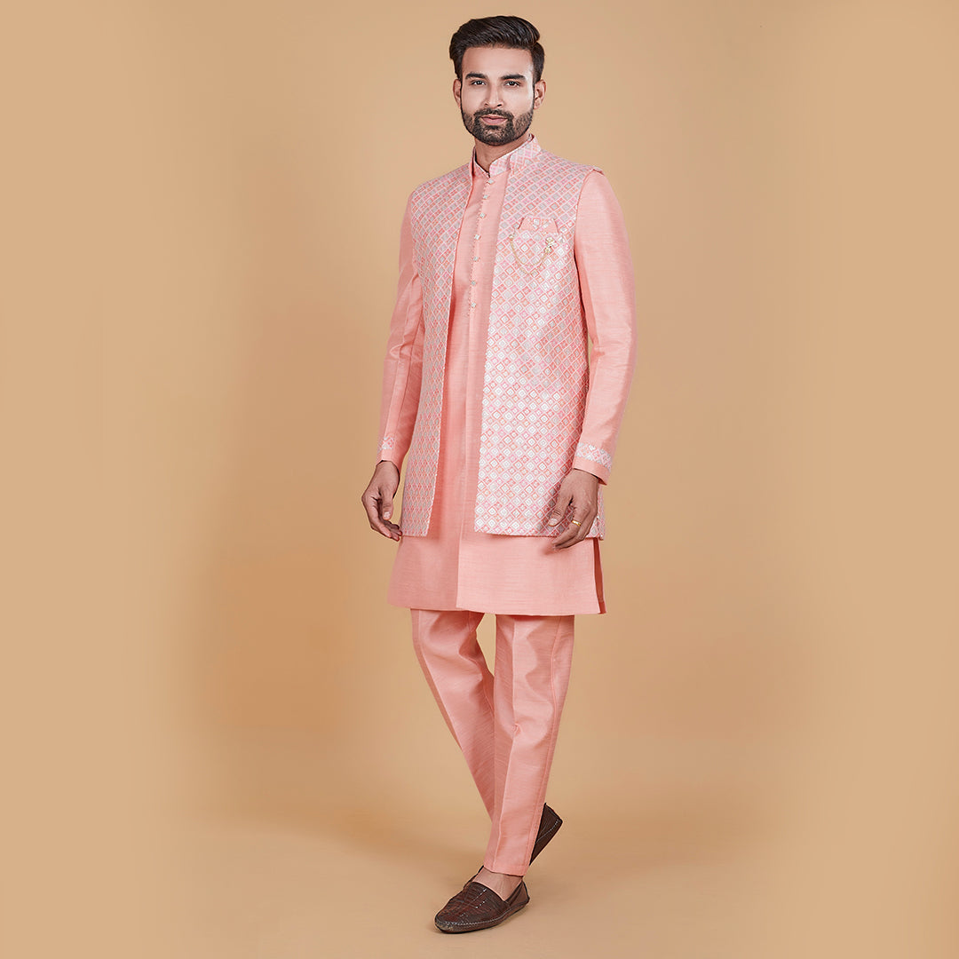 Grace Blushing Pink Indo-Western Ensemble with Designer Jacket ...
