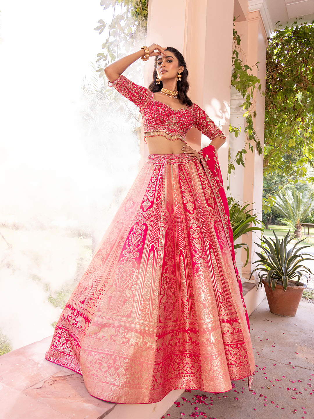 Kaleidoscope Fuchsia Pink Traditional Pattern Lehenga – Suvidha Fashion