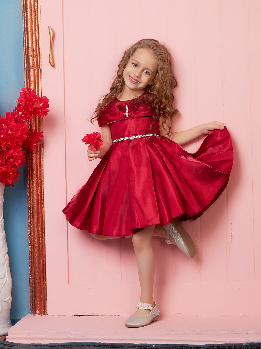 Ruby Radiance Stylish Red Dress – Suvidha Fashion