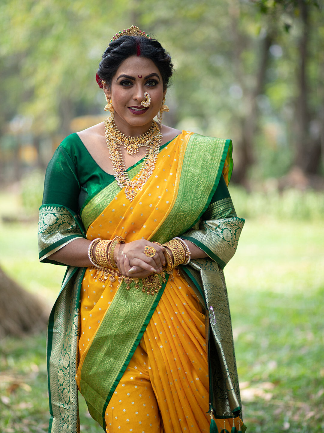 Kajal Kate in Yellow Silk Navari Saree – Suvidha Fashion